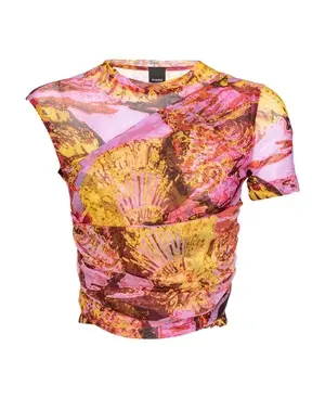 Pinko Asymmetrical Crewneck Top With Graphic Print