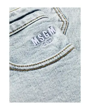 MSGM Classic Denim Shorts With Logo Detail