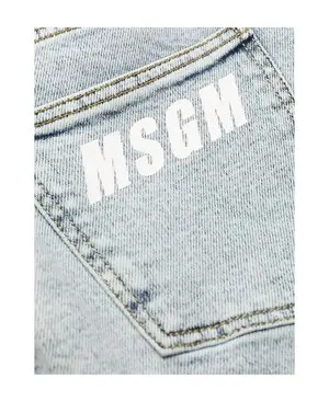 MSGM Classic Denim Shorts With Logo Detail