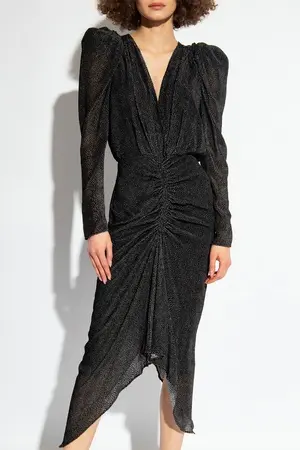 Isabel Marant Étoile Maray Velvet Silk Midi Dress With Draping Effect