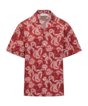 LANVIN Leaf Printed Short-sleeved Shirt - Pink