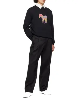 Paul Smith Crewneck Sweatshirt With Printed Zebra Detail - Blackmulticolor
