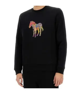 Paul Smith Crewneck Sweatshirt With Printed Zebra Detail - Blackmulticolor