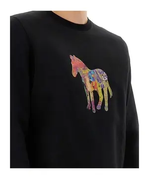 Paul Smith Crewneck Sweatshirt With Printed Zebra Detail - Blackmulticolor