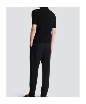 Balmain Monogram Knit Polo Shirt - Black
