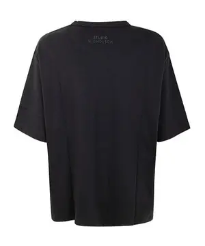 Studio Nicholson Rib-knitted Crewneck T-shirt With Back Logo - Black