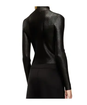 DIESEL® M-valari-tn Shiny Effect Ribbed-knit Turtleneck Top