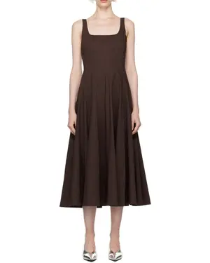 Staud Wells Dress With Square Neck And Flared Hem