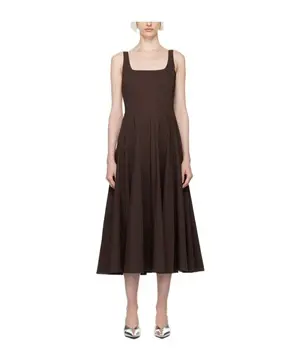 Staud Wells Dress With Square Neck And Flared Hem