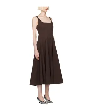 Staud Wells Dress With Square Neck And Flared Hem