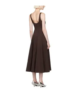 Staud Wells Dress With Square Neck And Flared Hem