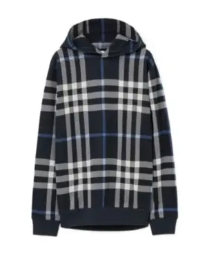 Burberry Checked Jacquard Hoodie - Black