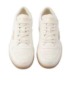 Prada Downtown Nappa Leather Sneakers - Ivory