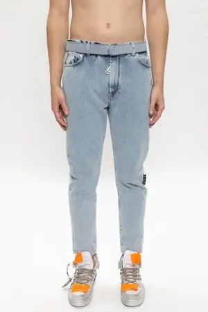 Off-White Bleached-effect Slim-fit Jeans