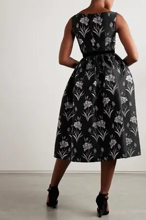 Erdem Sleeveless Floral Jacquard Midi Dress