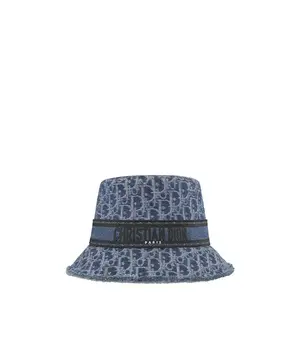 Dior D-bobby Oblique Denim Jacquard Bucket Hat - Blue