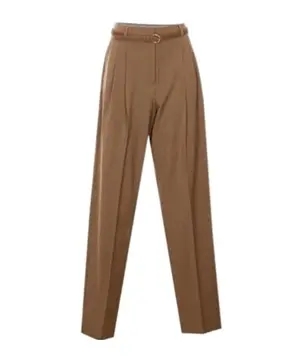 Max Mara Pleated Belted Trousers - Brown