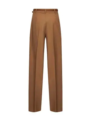Max Mara Pleated Belted Trousers - Brown