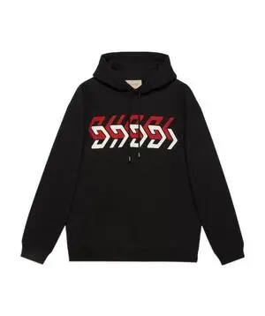 Gucci Logo Mirror Print Hoodie - Black