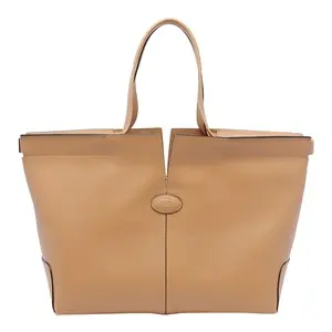 TOD'S Logo Debossed Medium Tote Bag - Nude