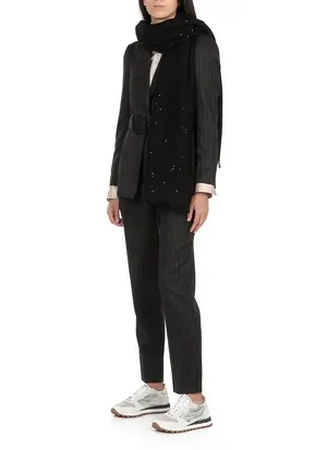 Brunello Cucinelli Sequin-embellished Frayed Scarf - Black