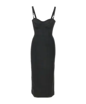 Dolce & Gabbana Sweetheart Neck Spaghetti Strap Midi Dress