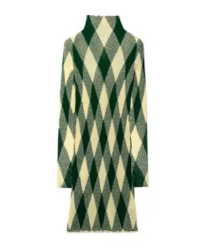 Burberry Argyle Roll-neck Ribbed-knit Dress