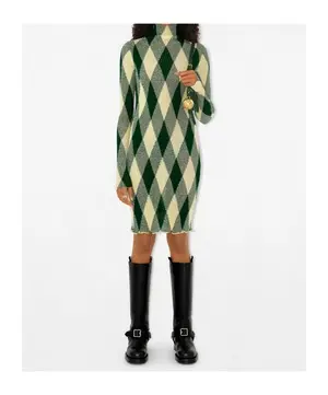 Burberry Argyle Roll-neck Ribbed-knit Dress