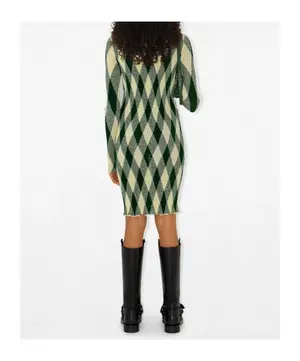 Burberry Argyle Roll-neck Ribbed-knit Dress