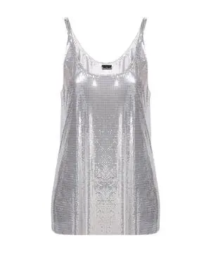 Rabanne Sleeveless Metallic Mesh Tank Top - Multicolor