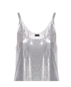 Rabanne Sleeveless Metallic Mesh Tank Top - Multicolor
