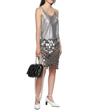 Rabanne Sleeveless Metallic Mesh Tank Top - Multicolor