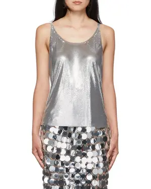 Rabanne Sleeveless Metallic Mesh Tank Top - Multicolor