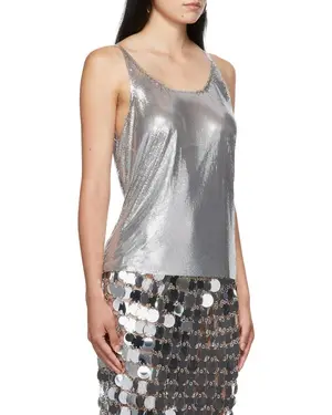 Rabanne Sleeveless Metallic Mesh Tank Top - Multicolor
