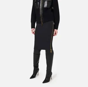 Elisabetta Franchi Zip Detailed Midi Crepe Skirt