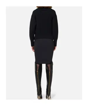 Elisabetta Franchi Zip Detailed Midi Crepe Skirt