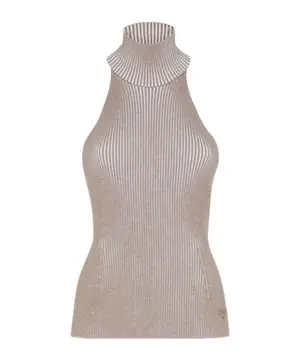 Fendi High-neck Ribbed Knit Top