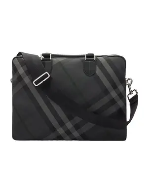 Burberry Grid Checked Zipped Briefcase