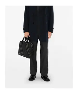 Burberry Grid Checked Zipped Briefcase