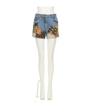 Women's Patchwork Denim Shorts