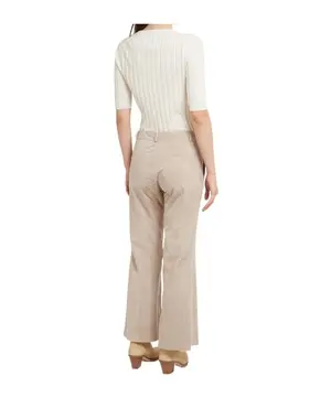 ALLUDE Round Neck Ribbed Knit Short Sleeve Cardigan