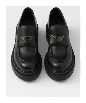Prada Triangle-logo Slip-on Loafers - Black