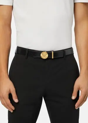 Versace Medusa Logo Buckle Belt - Black