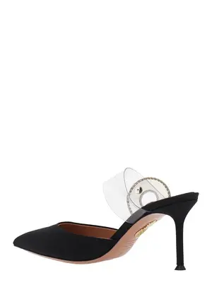 AQUAZZURA Embellished Slingback Mules With Stiletto Heel