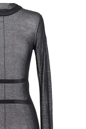 ANN DEMEULEMEESTER Long-sleeved Crewneck Maxi Dress With Logo Detail