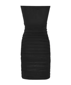 Saint Laurent Ruched Strapless Knit Dress