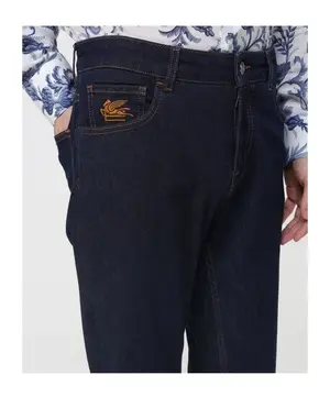 Etro Mid-rise Slim-fit Jeans With Tonal Stitching - Medium Blue