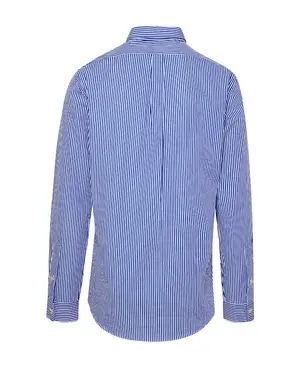 Polo Ralph Lauren Logo Embroidered Pinstriped Shirt - White/blue