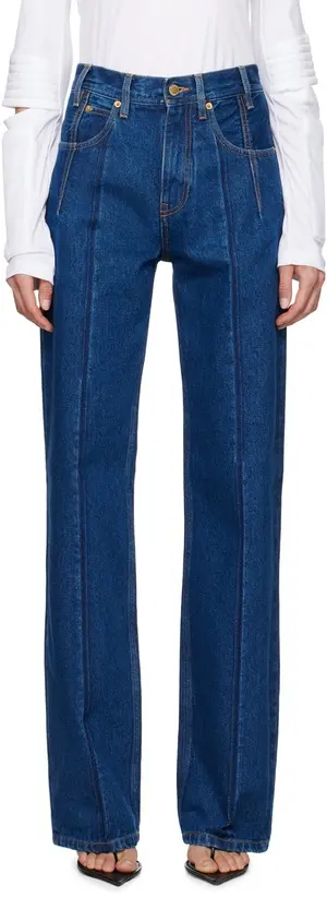 DARKPARK Lu Pleated Straight-leg Jeans - Blue