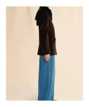 Marni Double-breasted Velvet Blazer With Pony Hair Accents